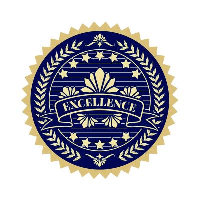 China Emboss Custom Gold Seal Sticker Waterproof Self Adhesive for sale