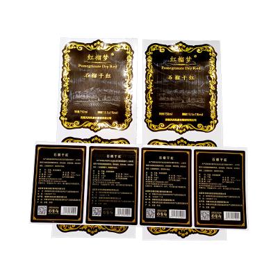 China Gold / Silver Stamping Spot Paper Printing Label Stickers Roll For Wine Bottle for sale