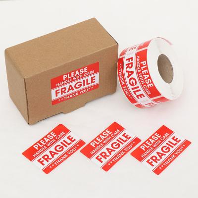 China Fragile Warning PVC Label Sticker For Packing Careful Handling And Safe Shipping for sale