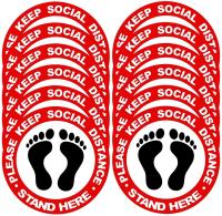 China Die Cut Floor PVC Label Sticker Keep Safe Social Distancing Warning for sale