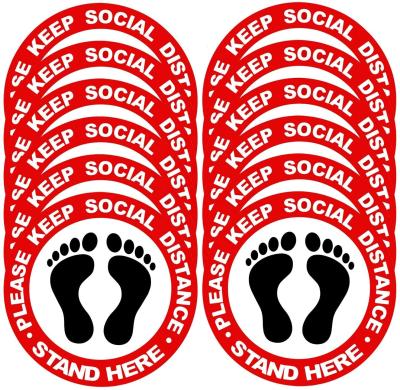 China Die Cut Floor PVC Label Sticker Keep Safe Social Distancing Warning for sale