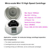 China Mini15 Laboratory Benchtop Mini Centrifuge with 15,000 RPM Brushless Motor and Nano Ceramic Coated Chamber for sale