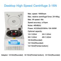 China CE ISO High Speed Centrifuge 16500rpm Clinical Benchtop Centrifuges for sale