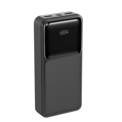 China 20000mAh Built In Cable Power Bank Black Type C Input Output Portable Charger for sale