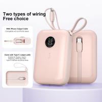 China 10000mAh 22.5W Universal Built In Cable Power Bank Black White Fireproof ABS PC with LED Indicator Lights for sale