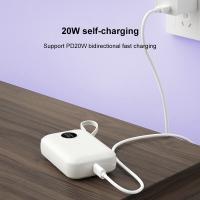 China 10000mAh 22.5W Universal Built In Cable Power Bank Black White Fireproof ABS PC with LED Indicator Lights for sale