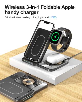 China Custom 3 in 1 Wireless Charger Fast Power Bank 10W with 1m Type-C Cable for sale
