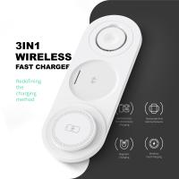 China 3 in 1 Wireless Charger Type C Input 10W 7.5W 5W Multi Color 1m Cable for Smartphone Watch Earbuds for sale