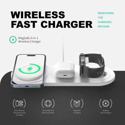 China 3 In 1 Wireless Charger 15W Fast Charging Station with Type C Cable for Multi Device for sale