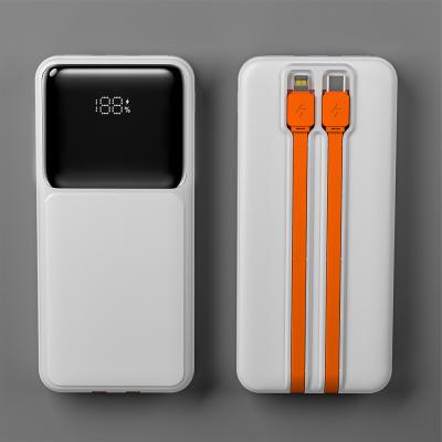 China Compact Built In Cable Power Bank 20000mAh 20W Fast Charging Portable White Black for sale