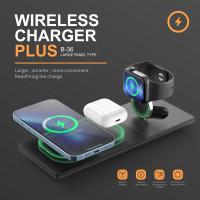 China 3 in 1 Fast Wireless Charger 150g with Type C Cable for Office and Travel for sale