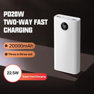 China PD 20W 22.5W 10000mAh Portable Power Bank ABS PC Blue White Fast Charging for sale