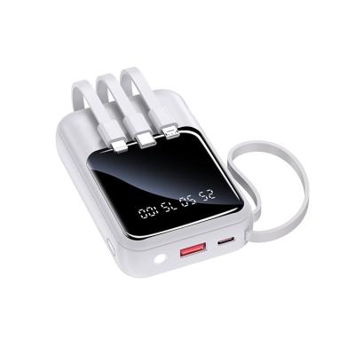 China Outdoor Portable Power Bank 22.5W PD with Built-in Cable LED Indicators 10000mAh for sale