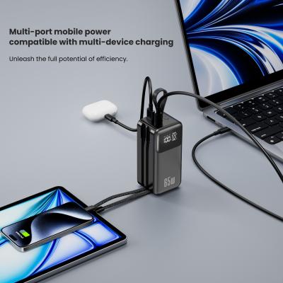 China 65W Portable Charger Power Bank 18400mAh for Laptop with Built in USB C Cable 4 Outputs for sale
