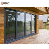 China Double Waterproof Rubber and Drainage System Aluminium Sliding Glass Doors for sale