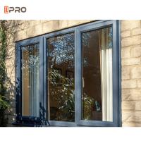 China AS2047 Aluminum Casement Windows Wooden Grain Glass Sliding Window for sale