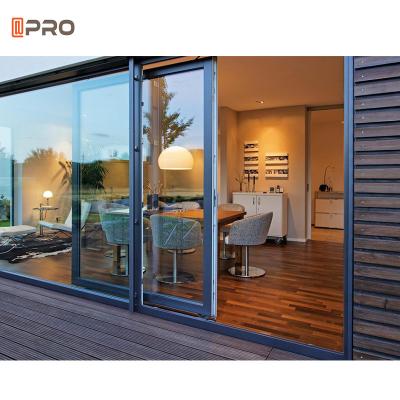 China Telescopic Frame Aluminium Sliding Glass Doors Soundproof Room Divider Indoor Glass Wall for sale