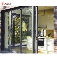 China Modern Tempered Glass Sliding Barn Doors Aluminum Metal Framed For Bathrooms for sale