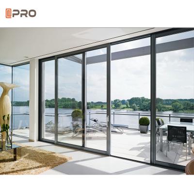 China Modern Tempered Glass Sliding Barn Doors Aluminum Metal Framed For Bathrooms for sale