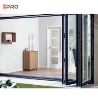 China Triple Glass Aluminum Folding Doors Telescopic Balcony Sliding Glass Door for sale