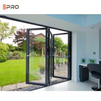 China Triple Glass Aluminum Folding Doors Telescopic Balcony Sliding Glass Door for sale