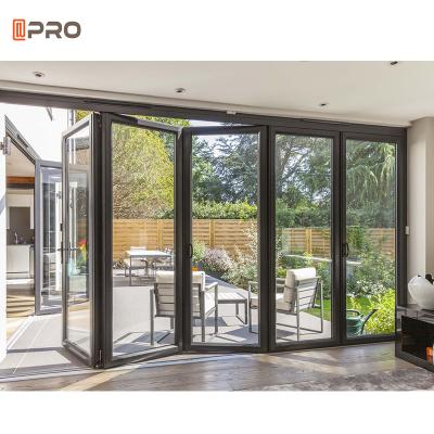 China Customized Exterior Aluminum Glass Patio Bi Folding Door Thermal Break System Waterproof for sale
