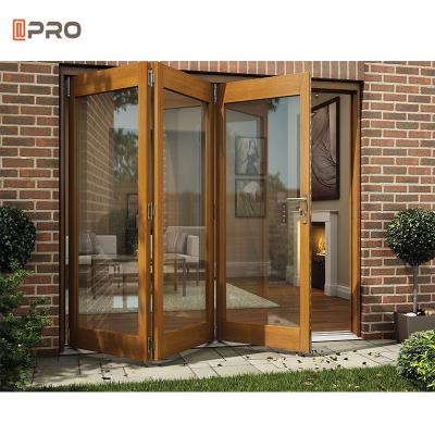 China Restaurant Aluminium Bifold Doors Double Glazed Sliding Accordion Folding Door for sale