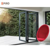 China French Aluminum Bi Folding Patio Tempered Glass Door For Balcony Entrance for sale