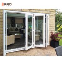 China French Aluminum Bi Folding Patio Tempered Glass Door For Balcony Entrance for sale