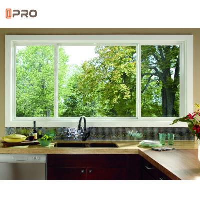 China Champagne Color Double Glazed Aluminium Sliding Windows With Mosquito Net for sale