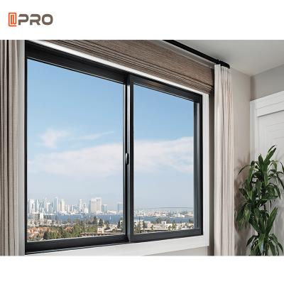 China Three Rails Aluminum Sliding Windows Tempered Glass Ghana Sliding Window for sale