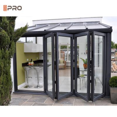 China Water Resistance Double Glass Aluminum Folding Doors Thermal Break System Aluminium Folding Windows for sale