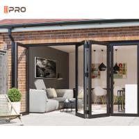 China Balcony Aluminum Folding Doors With Clear Lowe Tempered Glass Soundproof Bi Folding Door for sale