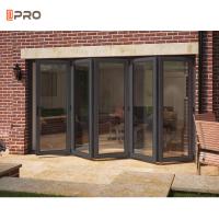 China Balcony Aluminum Folding Doors With Clear Lowe Tempered Glass Soundproof Bi Folding Door for sale
