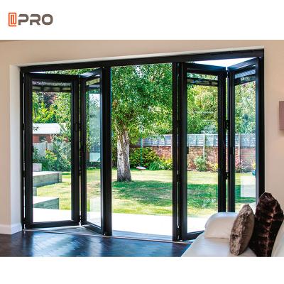 China Residential House Aluminum Folding Doors With Retractable Screen American Stadard for sale