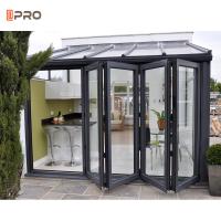 China Aluminum Alloy Finished Bi Folding Door House Balcony Folding Glass Door for sale