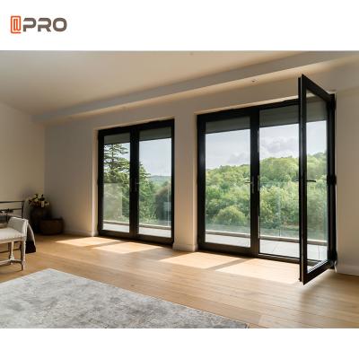China Swing Glass Double Glazed Aluminium Hinged Doors With Lock Glass And Steel Frame for sale