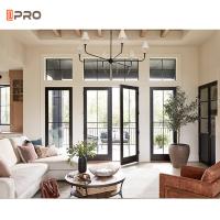 China French Style Steel Frame Glass Swing Door With Hinges Powder Coated for sale