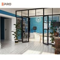 China French Style Steel Frame Glass Swing Door With Hinges Powder Coated for sale