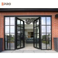 China Black Thermal Break 48 Inches Exterior French Doors With Opaque White Glass Hinged Front French Door for sale