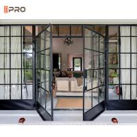China Black Thermal Break 48 Inches Exterior French Doors With Opaque White Glass Hinged Front French Door for sale
