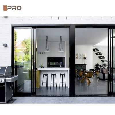 China Double Glass Aluminum Patio Sliding Doors Hurricane Proof Impact 4 Tracks for sale