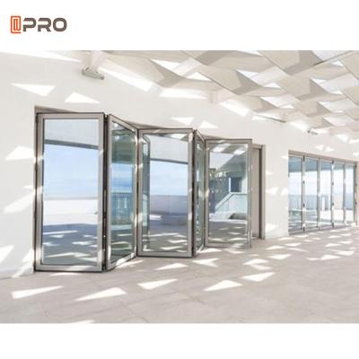 China Non Thermal Break System Aluminum Bi Folding Door 1.2mm Exterior Patio Folding Doors for sale