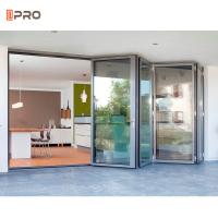 China Exterior Aluminum Folding Doors Double Glass Soundproof Bifold Doors For Shop for sale