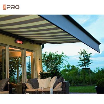 China Motorized Modern Aluminum Pergola Awning Cassette 6M Wall Mount Folding Arm for sale