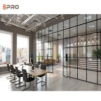 China Aluminum Modern Office Partitions Frosted Glass Sound Proof for sale