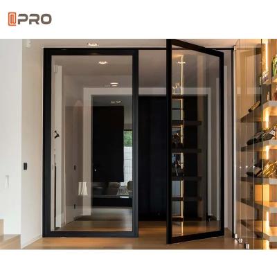 China 2.0mm Entrance Front Aluminum Pivot Doors Glass Spring Closer Floor Pivot Entry Doors for sale