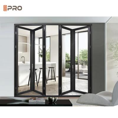 China Customized Aluminum Bi Folding Door Folding Patio Glass Doors Electrophoresis for sale