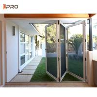 China Customized Aluminum Bi Folding Door Folding Patio Glass Doors Electrophoresis for sale