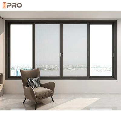 China Small Brown 6063 T5 Aluminum Sliding Windows Model In House Sound Panel Glass Windows for sale